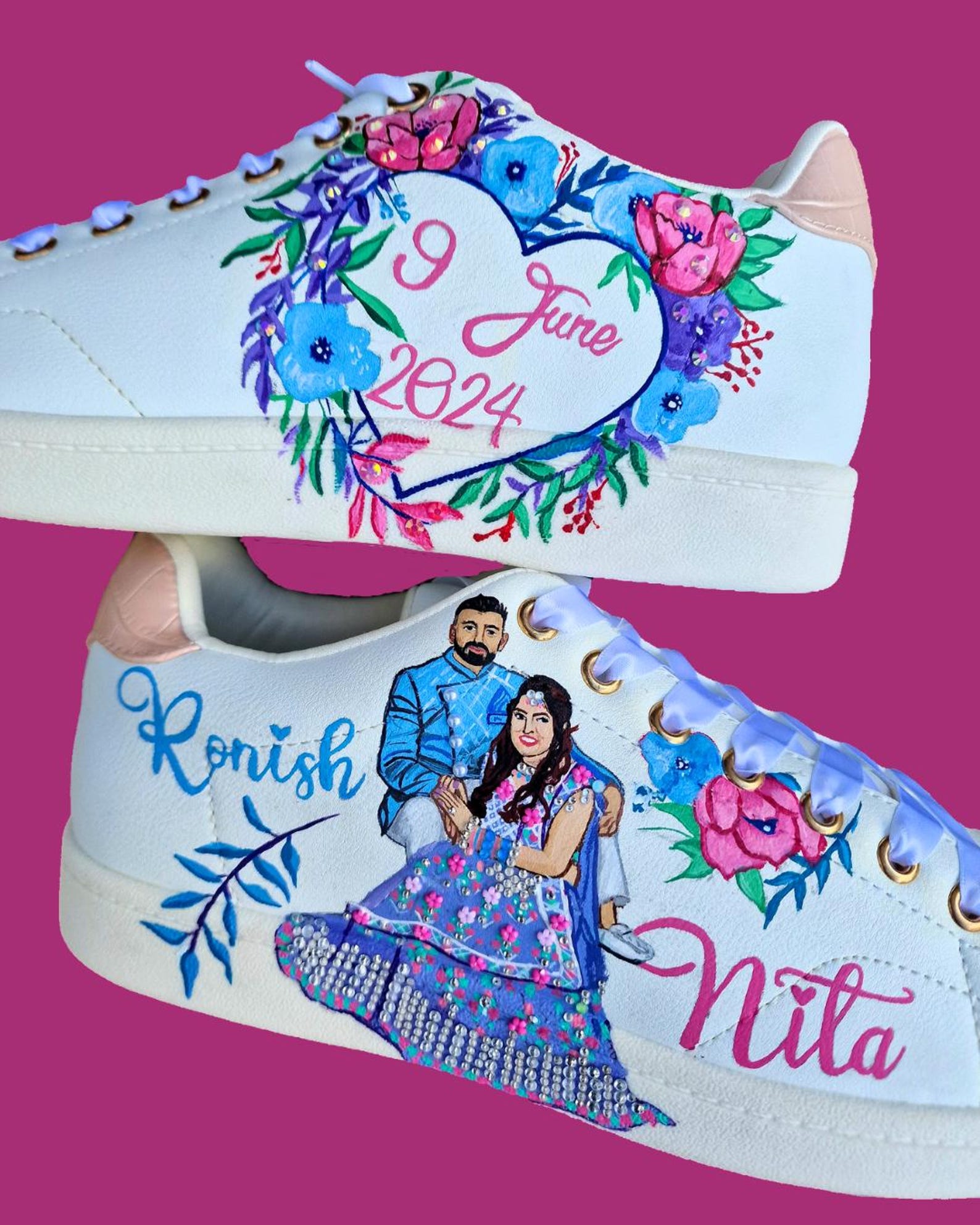 Custom Bridal AF1 Shoes Hand-painted Wedding Portrait Shoes ...