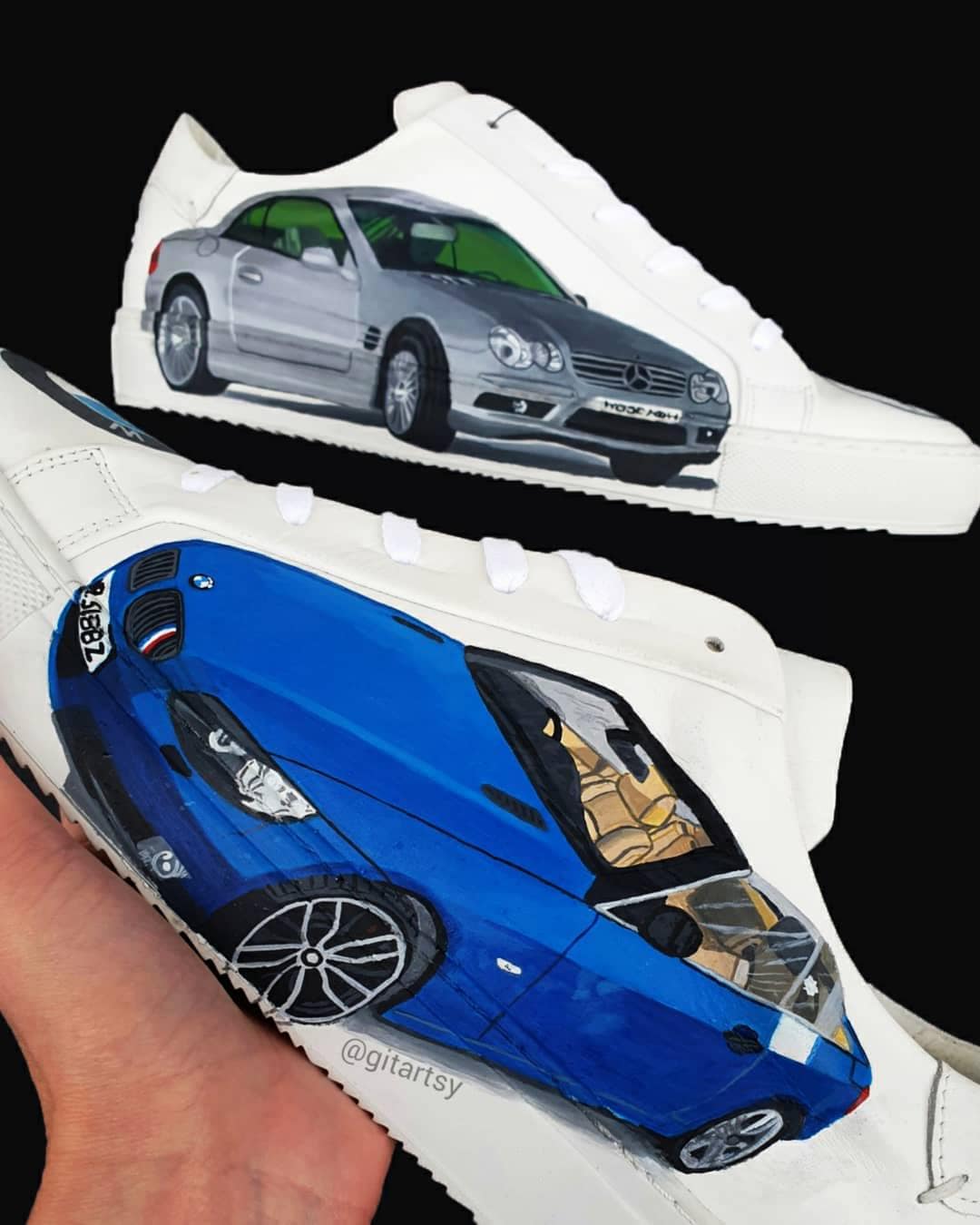 Custom Nike AF1 Sneakers With Realistic Hand-painted Cars – Mercedes ...