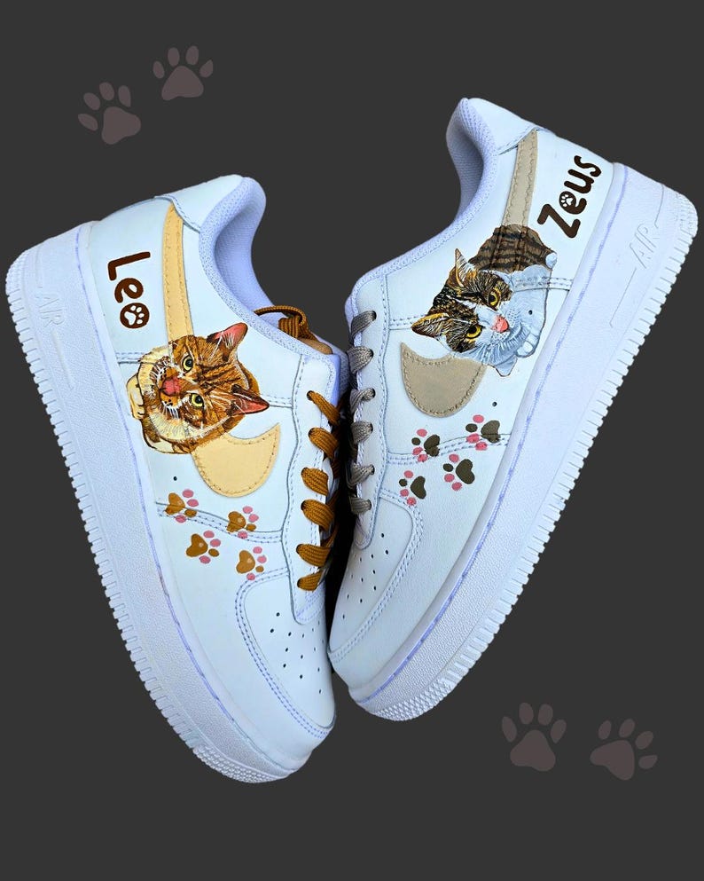 Custom Hand-painted Nike Air Force 1 Shoes With Realistic Pet Portraits ...