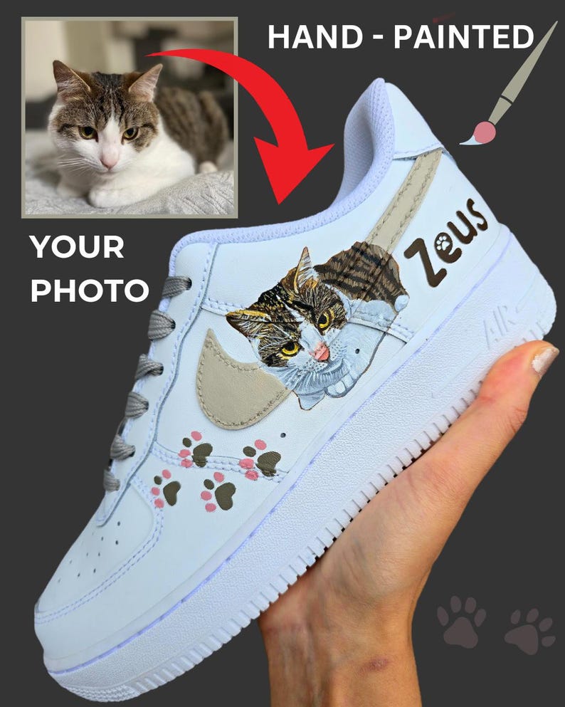 Custom Hand-painted Nike Air Force 1 Shoes With Realistic Pet Portraits ...
