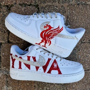 Custom Hand-painted Nike AF1 Sneakers With Crystals | Football Themed ...