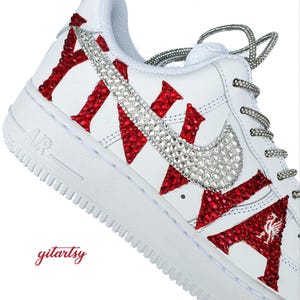 Custom Hand-painted Nike AF1 Sneakers With Crystals | Football Themed ...