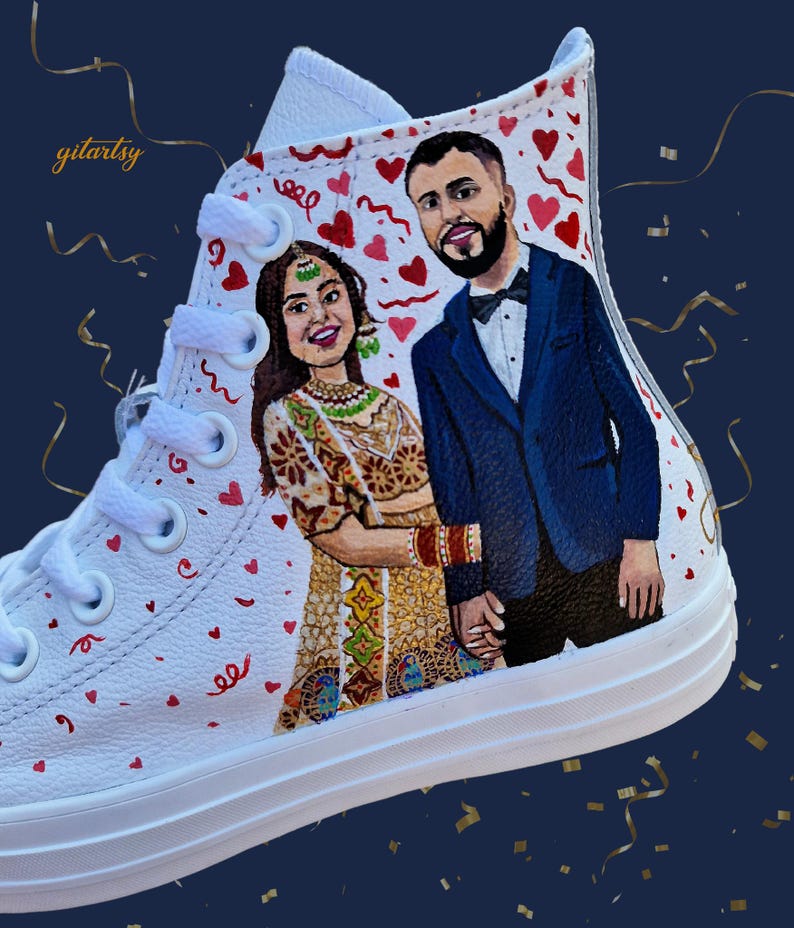 Custom Bridal AF1 Sneakers Hand-painted Wedding Portrait Shoes ...