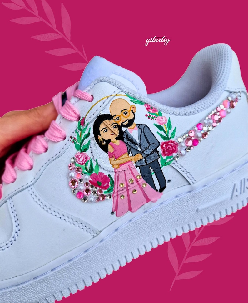 Custom Bridal AF1 Shoes Hand-painted Wedding Portrait Shoes ...