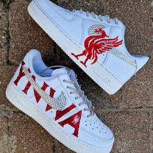 Custom Hand-painted Nike AF1 Sneakers With Crystals | Football Themed ...