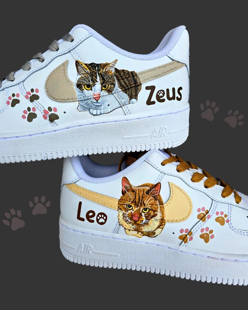 Custom Hand-painted Nike Air Force 1 Shoes With Realistic Pet Portraits ...