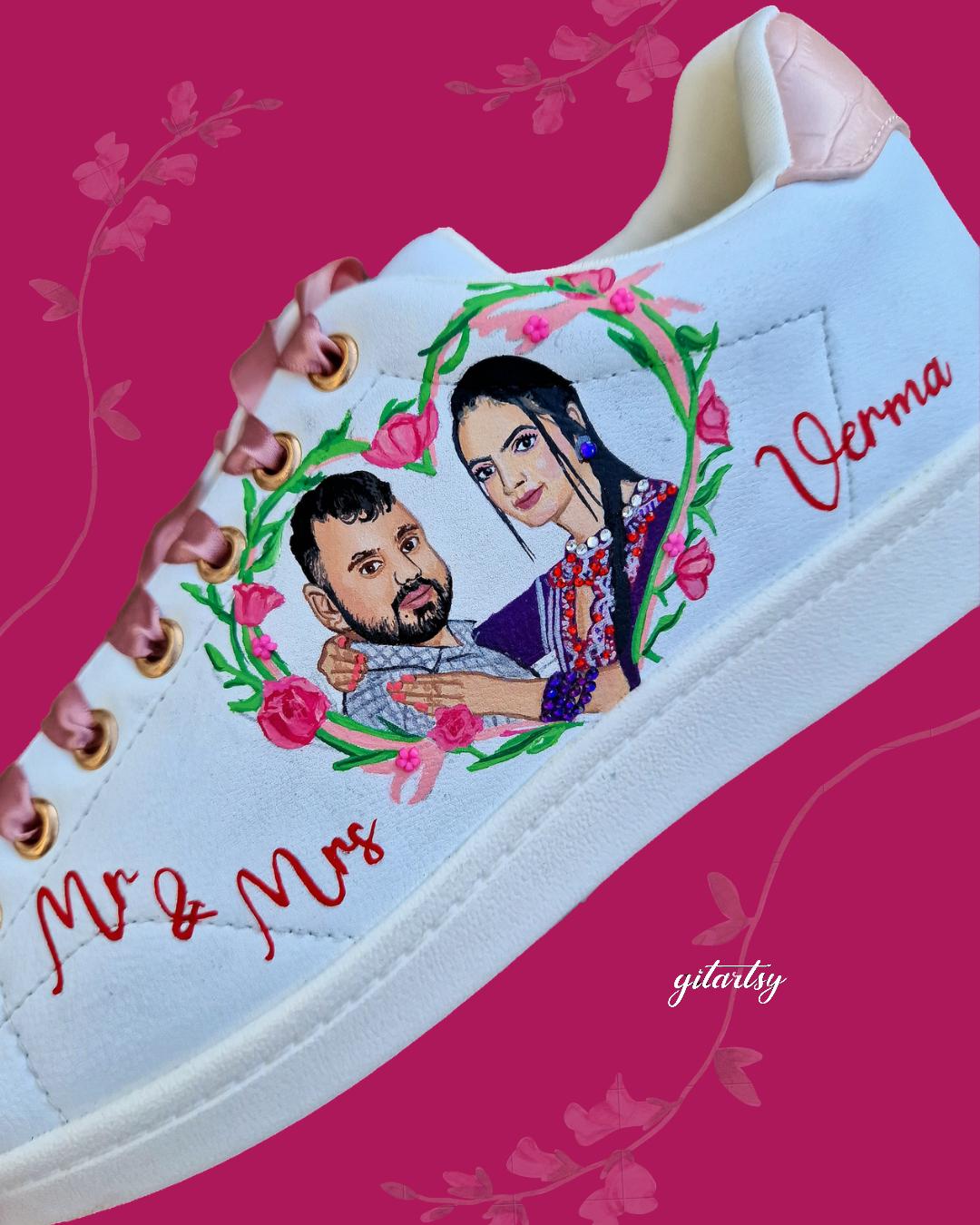 Custom Bridal AF1 Shoes Hand-painted Wedding Portrait Shoes ...