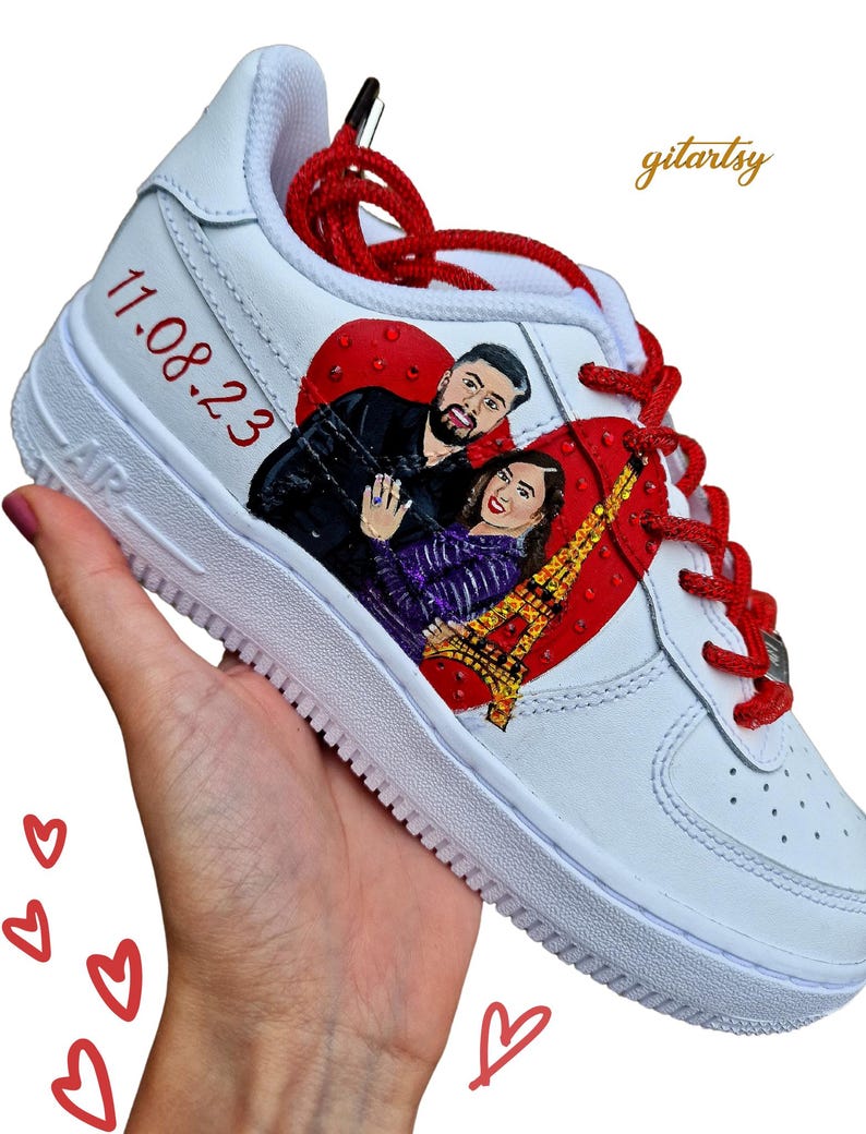 Custom Hand-painted Bridal AF1 Shoes | Personalized Wedding Portrait ...