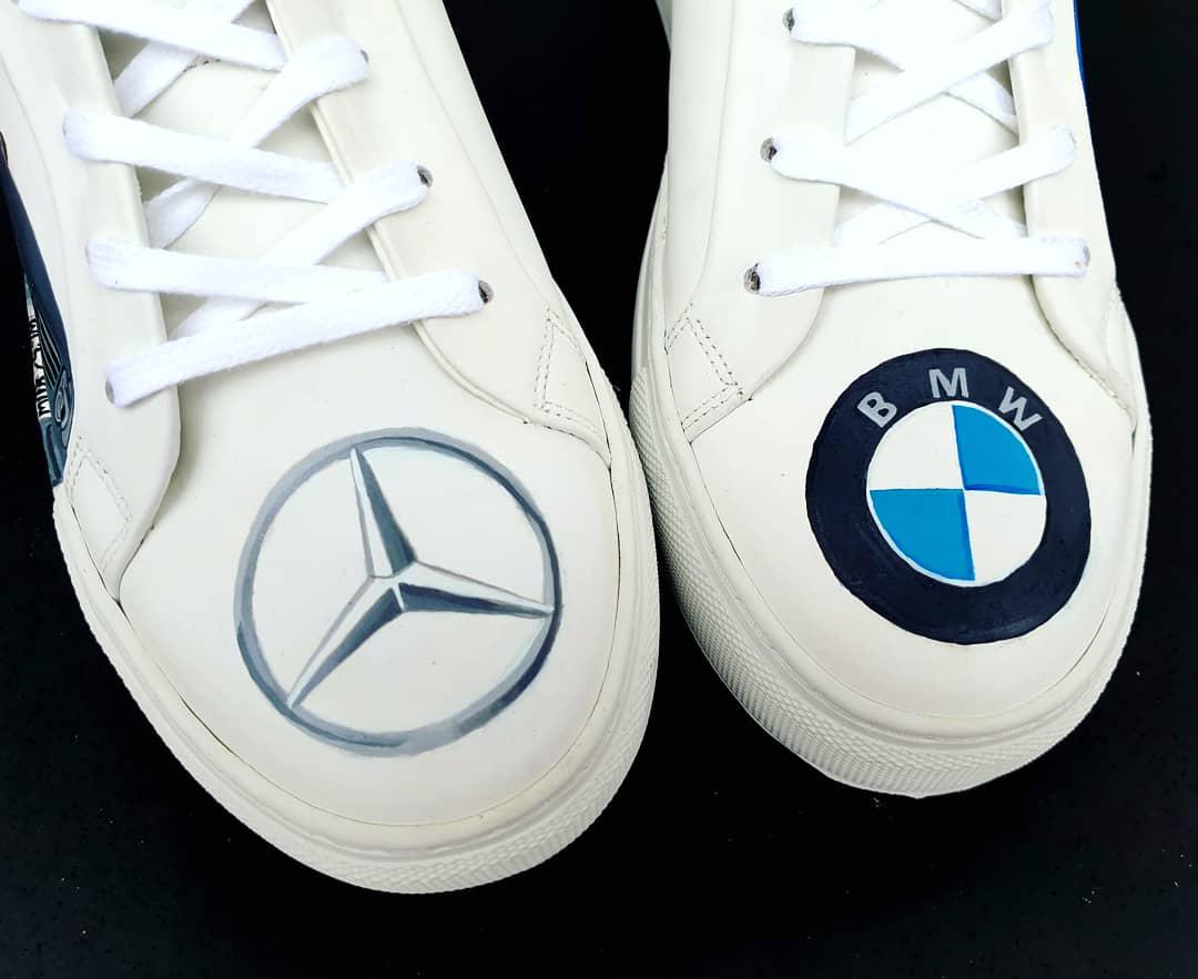 Custom Nike AF1 Sneakers With Realistic Hand-painted Cars – Mercedes ...