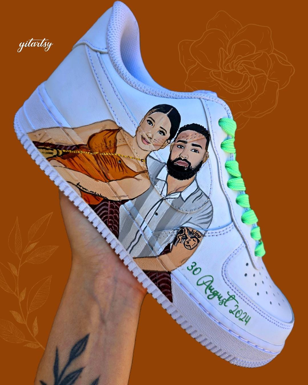 Custom Hand-painted Bridal AF1 Shoes | Personalized Wedding Portrait ...