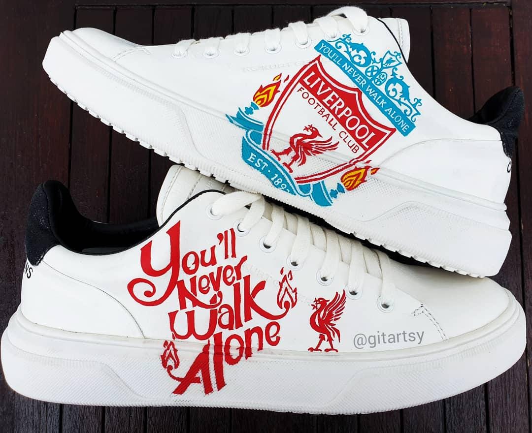 Custom Hand-painted Sneakers Liverpool Fc-themed Shoes Personalized ...