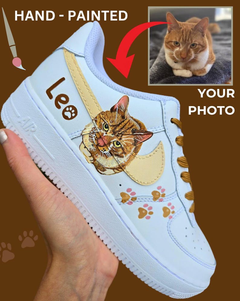 Custom Hand-painted Nike Air Force 1 Shoes With Realistic Pet Portraits ...