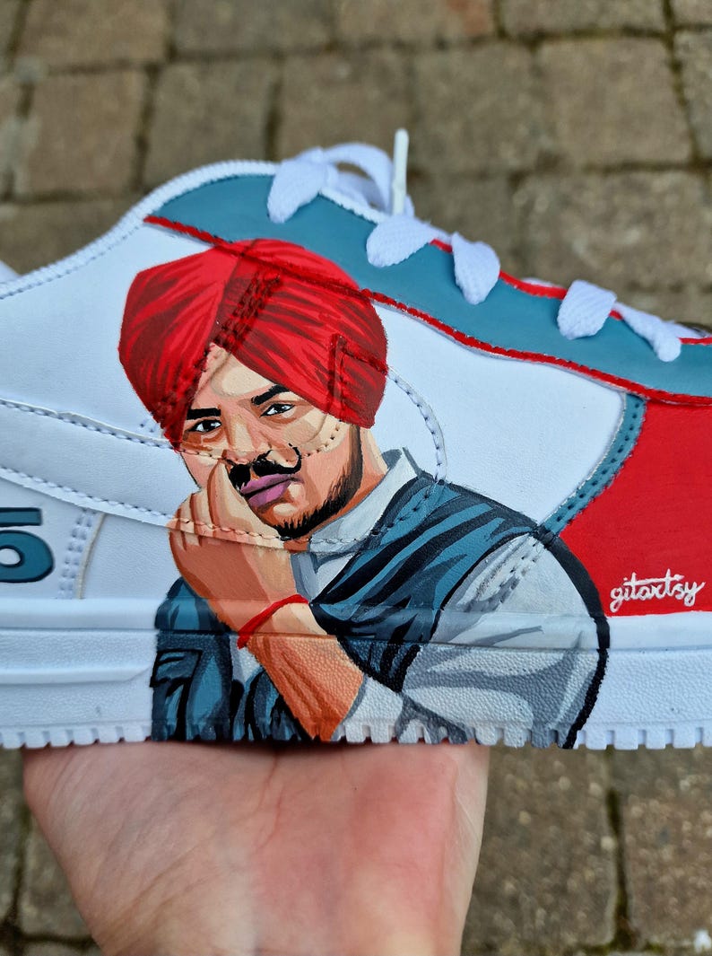 Custom Punjabi Singer Tribute Shoes – Hand-painted Sidhu Moosewala ...