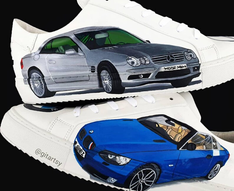 Custom Nike AF1 Sneakers With Realistic Hand-painted Cars – Mercedes ...