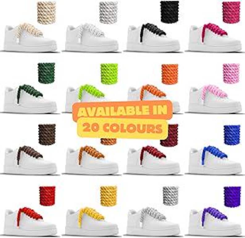 Custom Rope Laces Nike Air Force 1, Unique AF1 Sneaker With Rope Laces, Stylish Thick Rope Lace ...