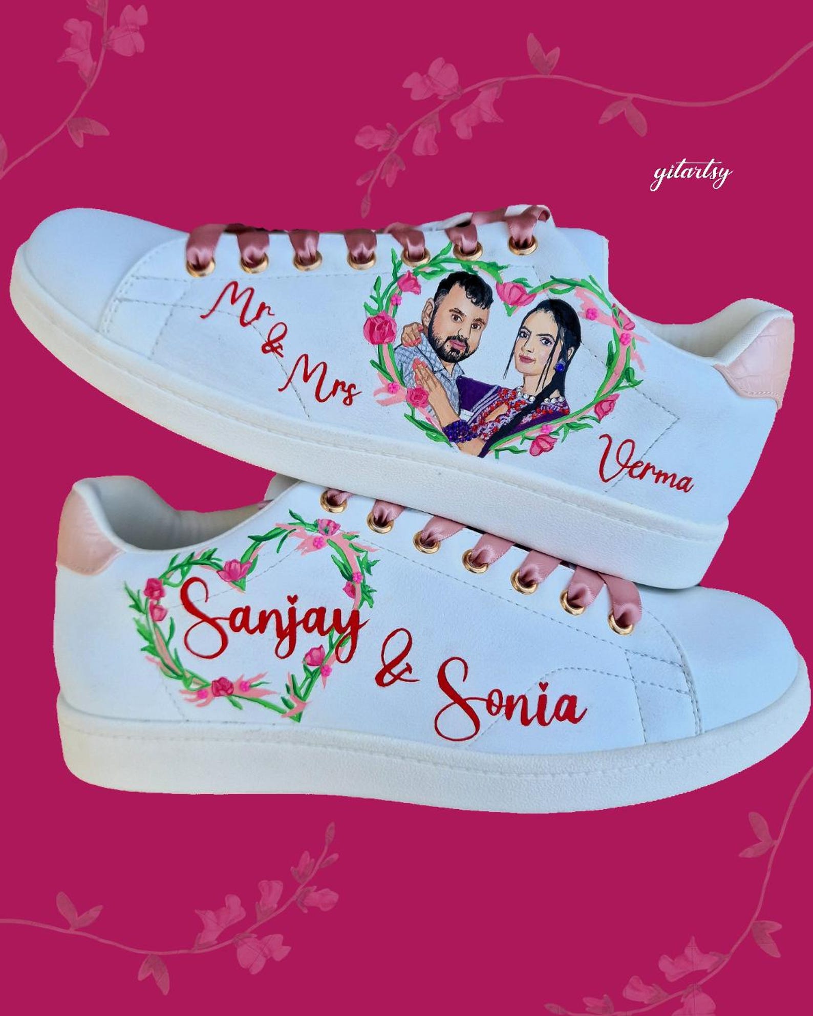 Custom Bridal AF1 Shoes Hand-painted Wedding Portrait Shoes ...