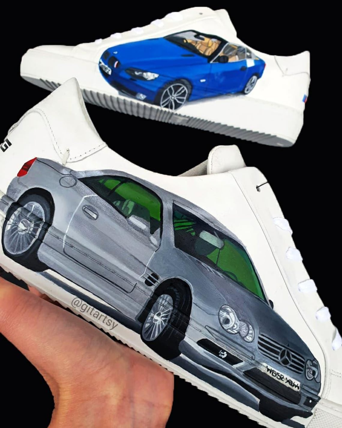 Custom Nike AF1 Sneakers With Realistic Hand-painted Cars – Mercedes ...