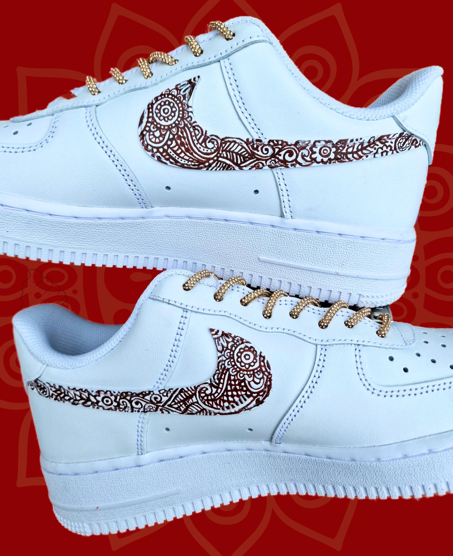 Custom Indian Bridal Sneakers | Hand-painted Nike AF1 Wedding Shoes ...