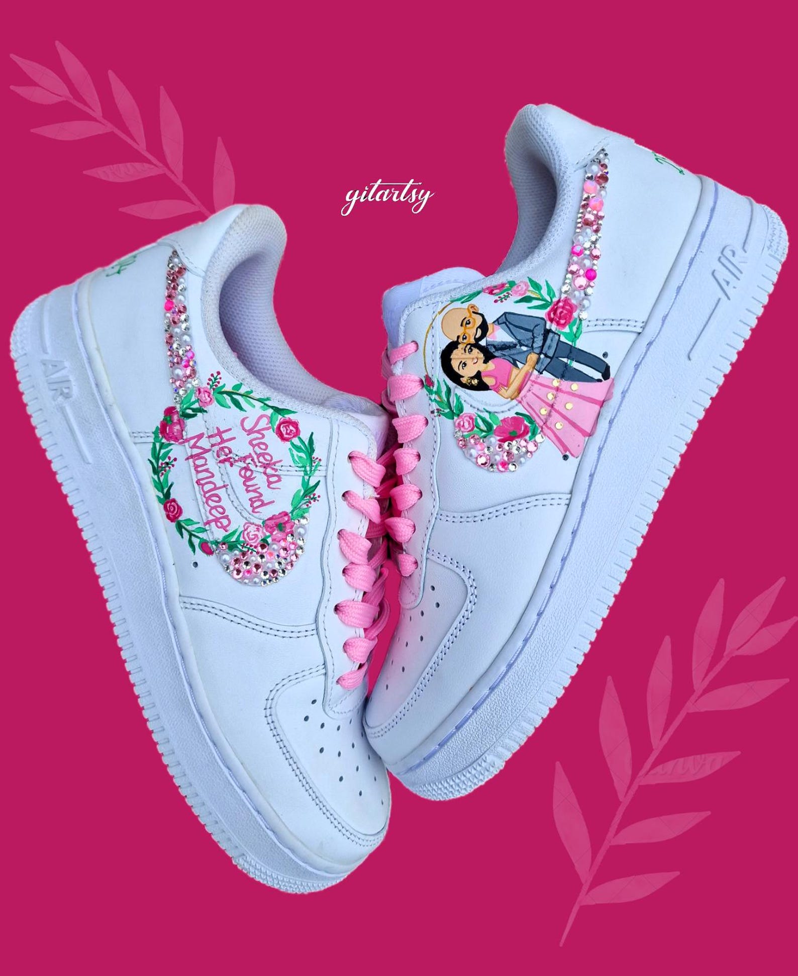Custom Bridal AF1 Shoes Hand-painted Wedding Portrait Shoes ...