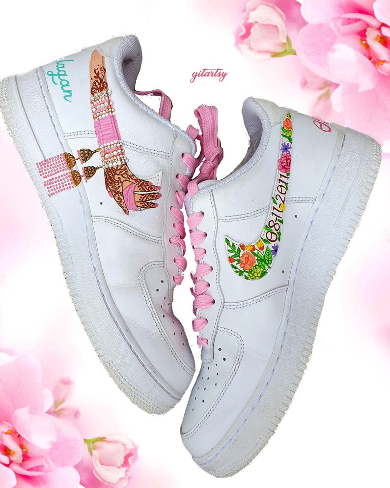 Custom Bridal AF1 Shoes | Hand-painted Realistic Wedding Couple ...