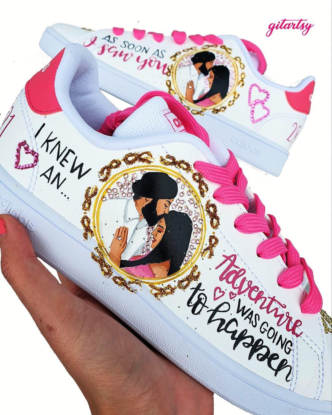 Custom Hand-painted Bridal AF1 Shoes | Personalized Wedding Portrait ...