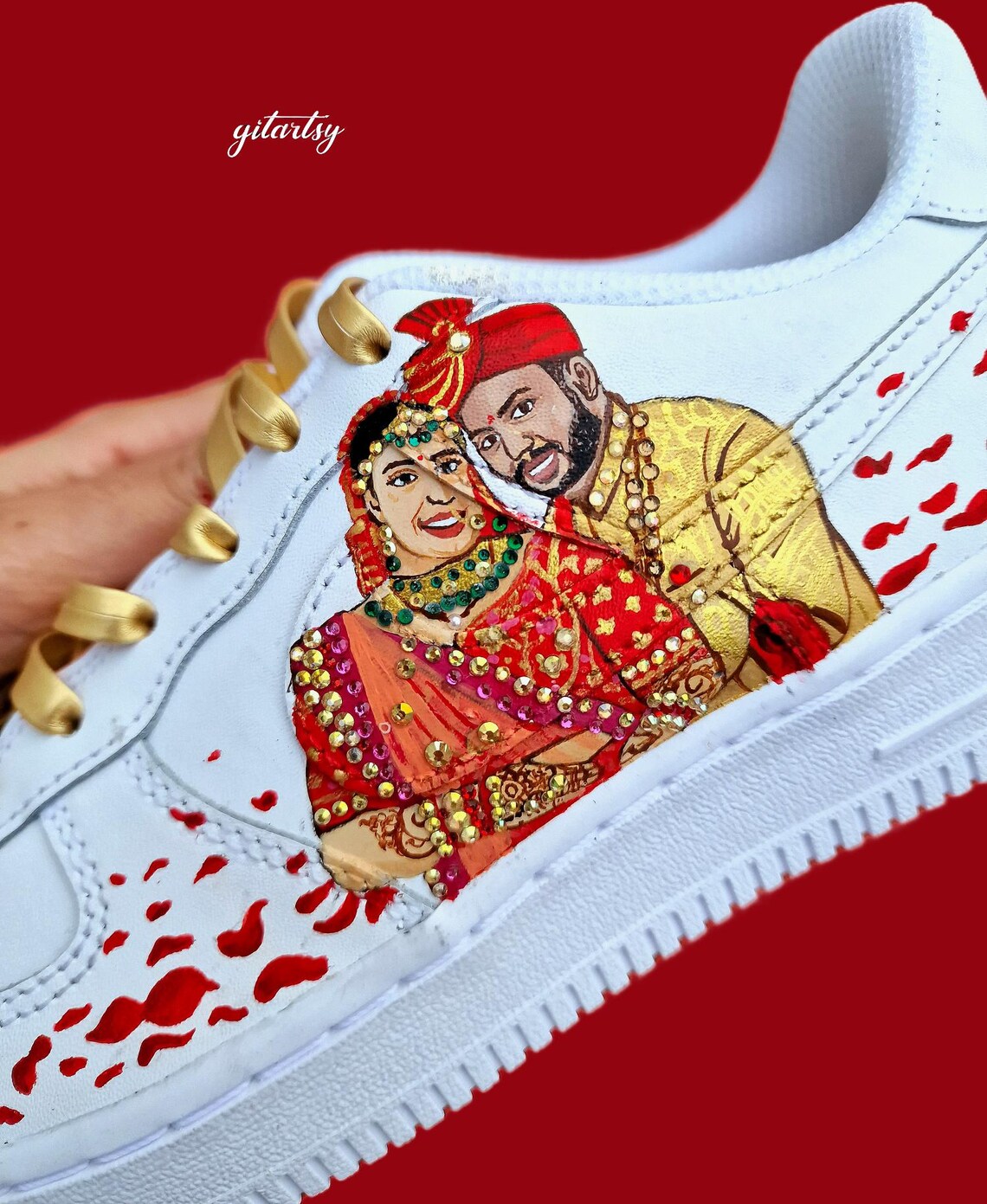 Custom Bridal AF1 Sneakers Hand-painted Wedding Portrait Shoes ...
