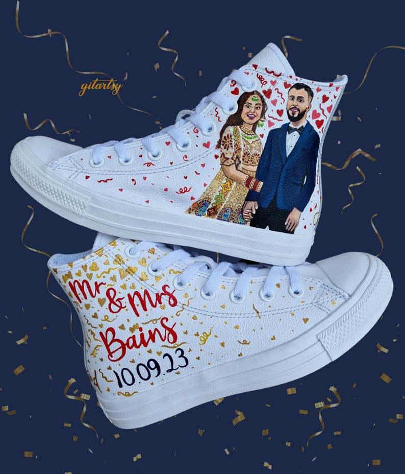 Custom Bridal AF1 Shoes | Hand-painted Realistic Wedding Couple ...