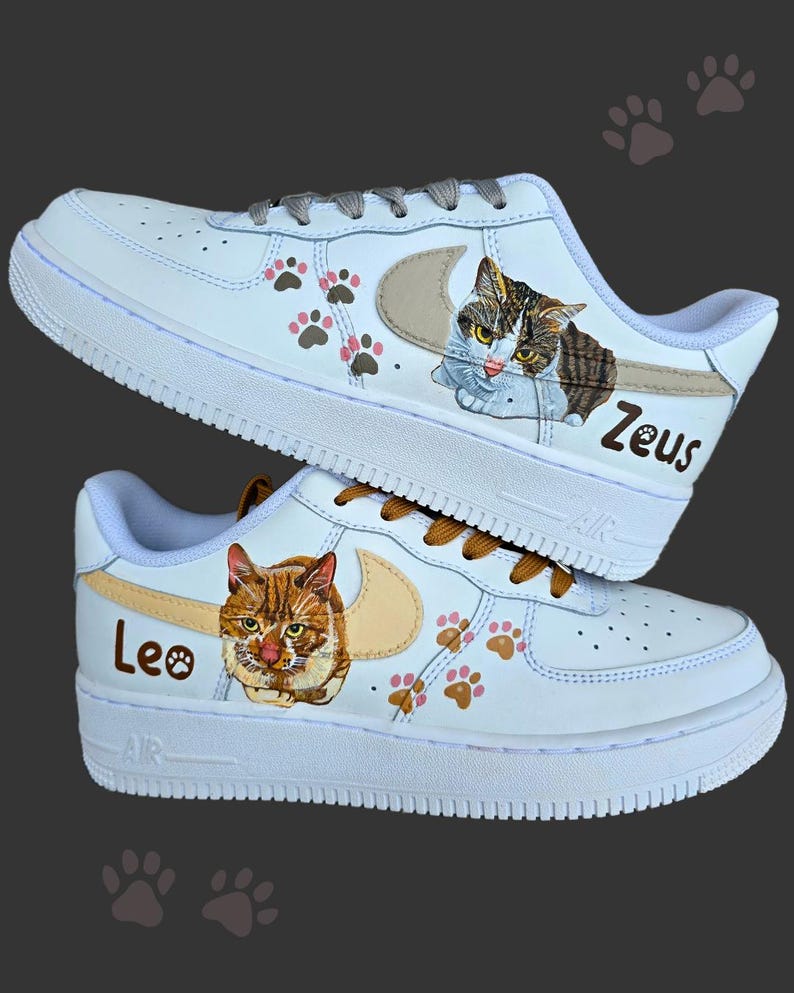 Custom Hand-painted Nike Air Force 1 Shoes With Realistic Pet Portraits ...
