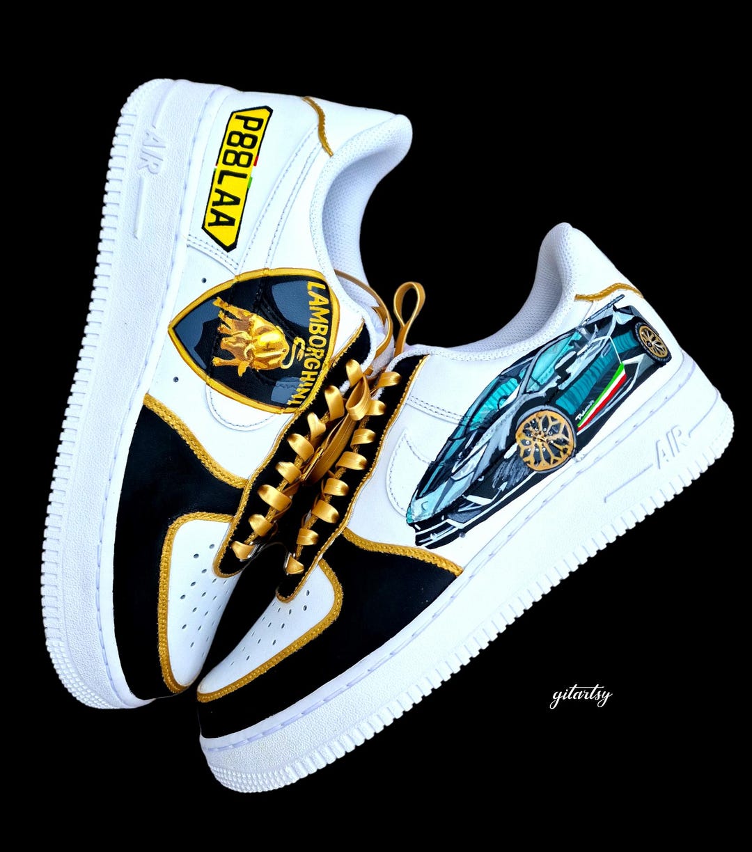 Custom Nike AF1 Sneakers With Realistic Hand-painted Cars – Lamborghini ...