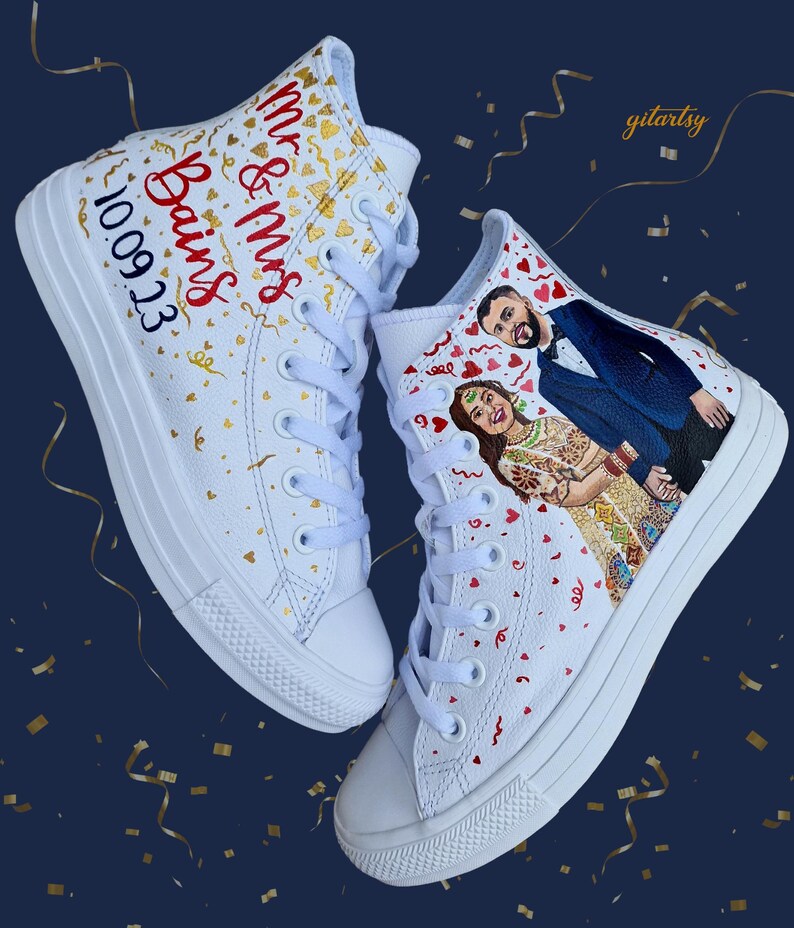 Custom Bridal AF1 Shoes | Hand-painted Realistic Wedding Couple ...