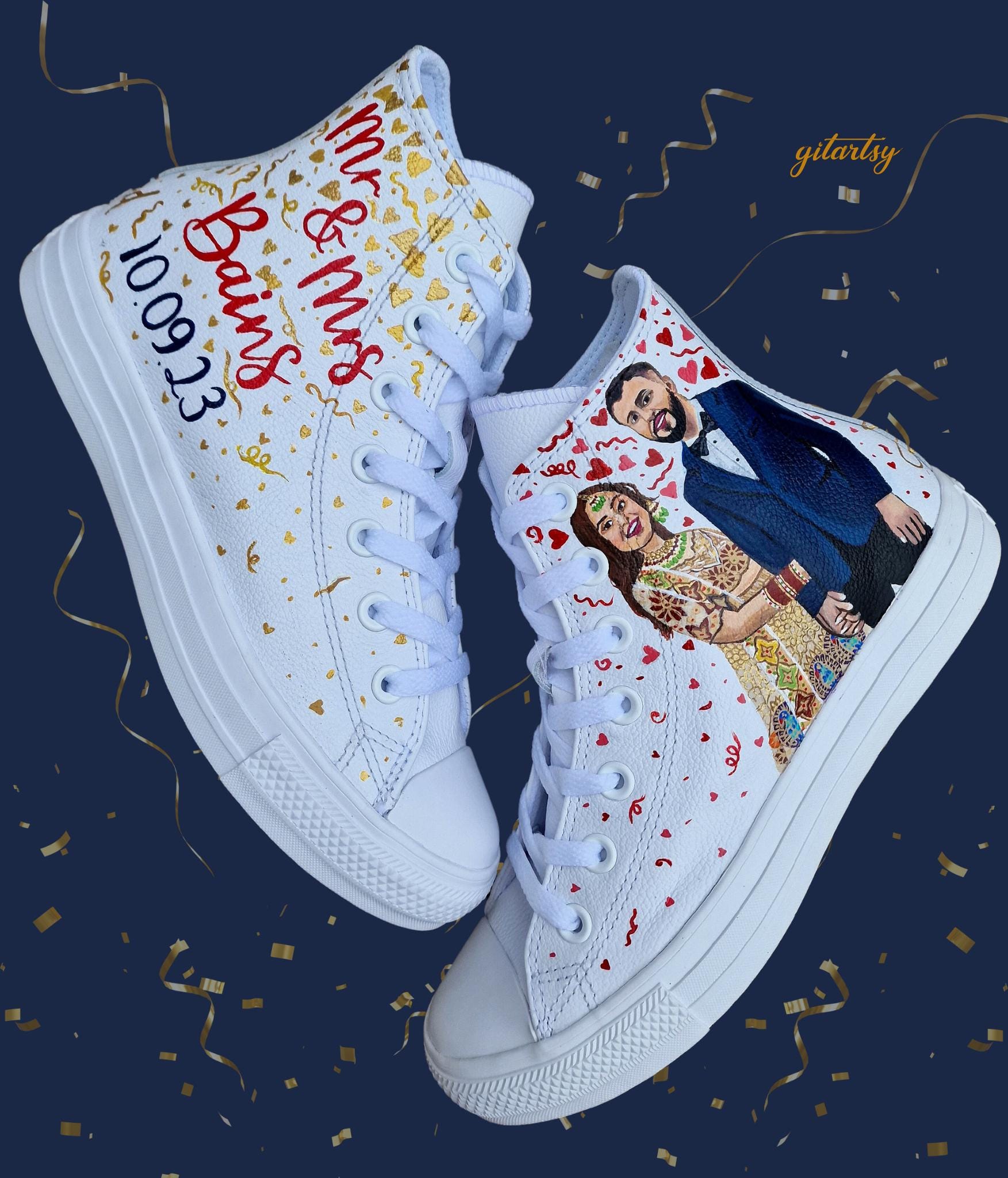 Custom Bridal AF1 Shoes | Hand-painted Realistic Wedding Couple ...