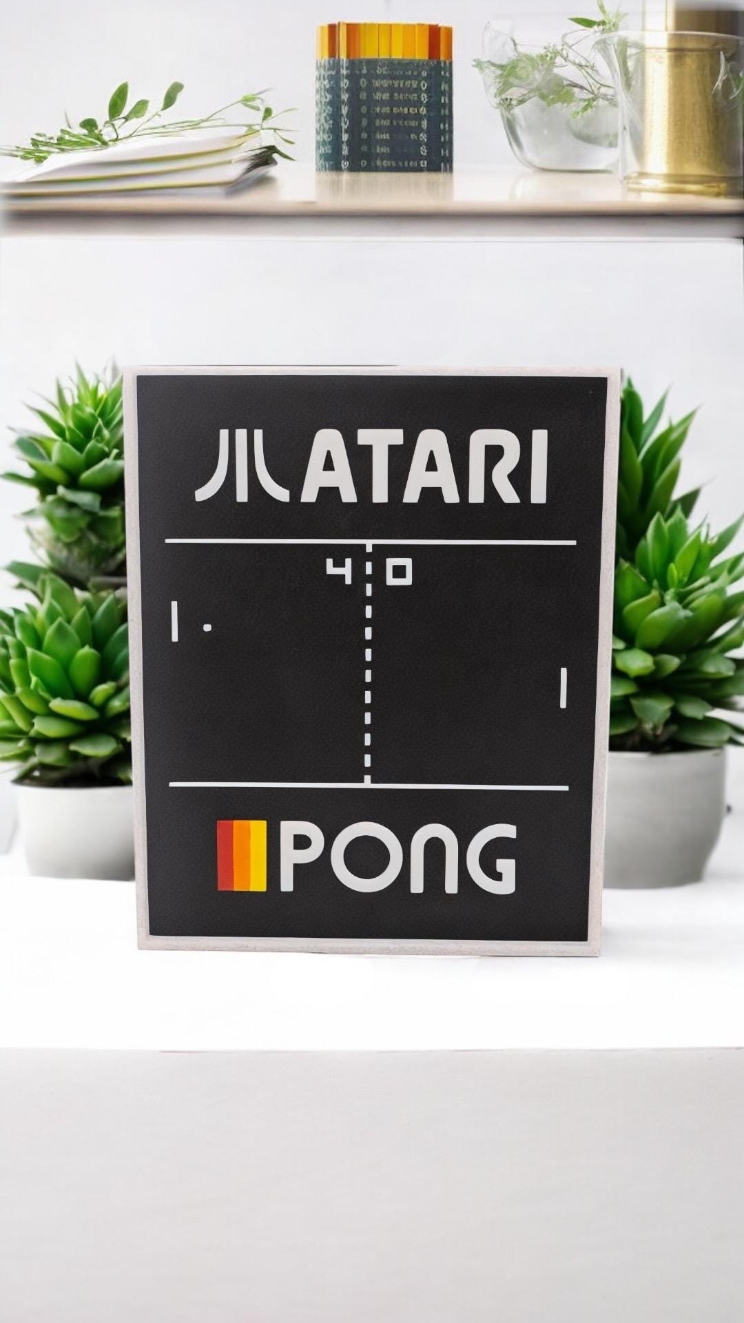 Atari Pong Wall Art: Retro Gaming Scoreboard Sign, Pixel Decor - Etsy