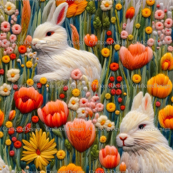 Rabbit Embroidery - Etsy