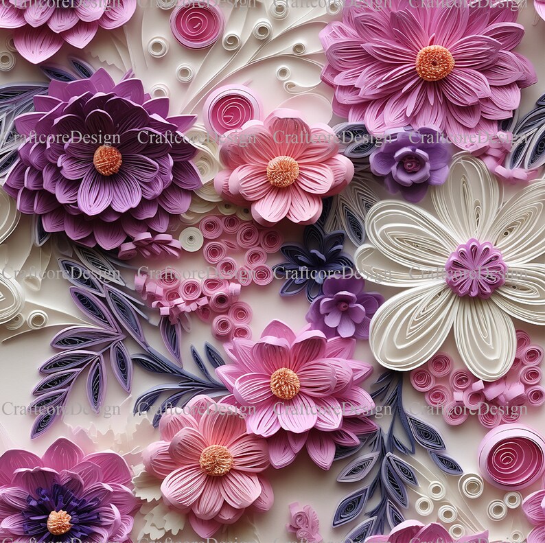 Pink and Purple Floral Embroidery Seamless File | Spring Flowers ...