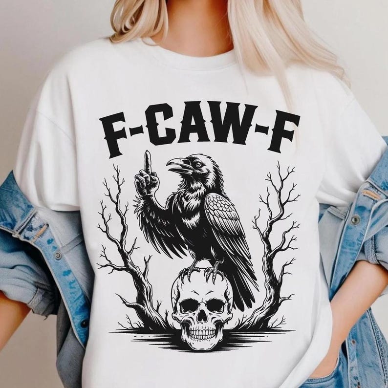 15 F-caw-f Crow Funny PNG SVG Bundle, Gothic Raven Art Clipart ...