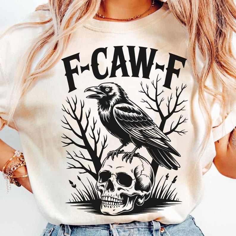 15 F-caw-f Crow Funny PNG SVG Bundle, Gothic Raven Art Clipart ...