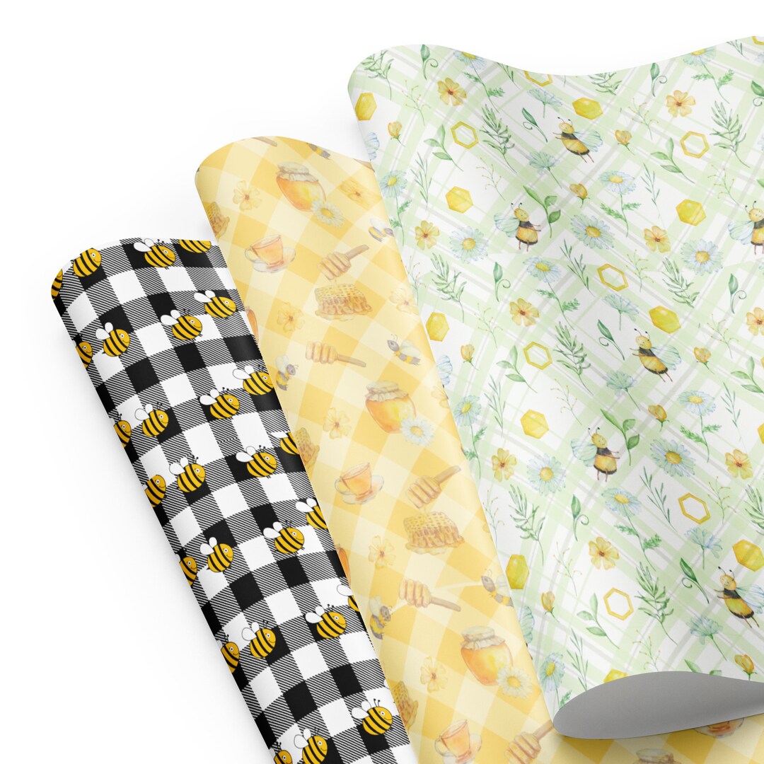 Bee Plaid Multi-design Wrapping Paper Sheets - Etsy