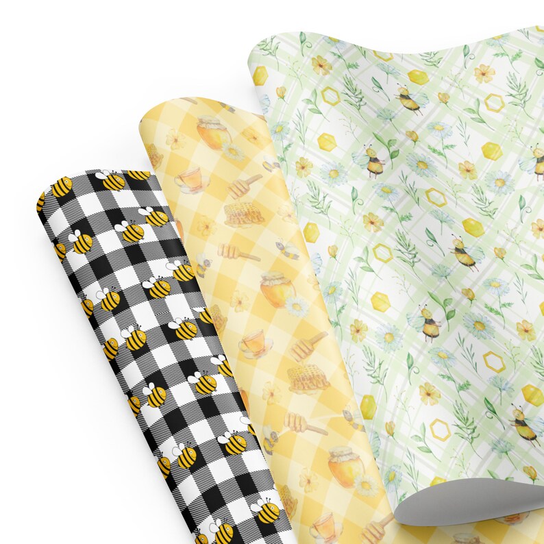 Bee Plaid Multi-design Wrapping Paper Sheets - Etsy