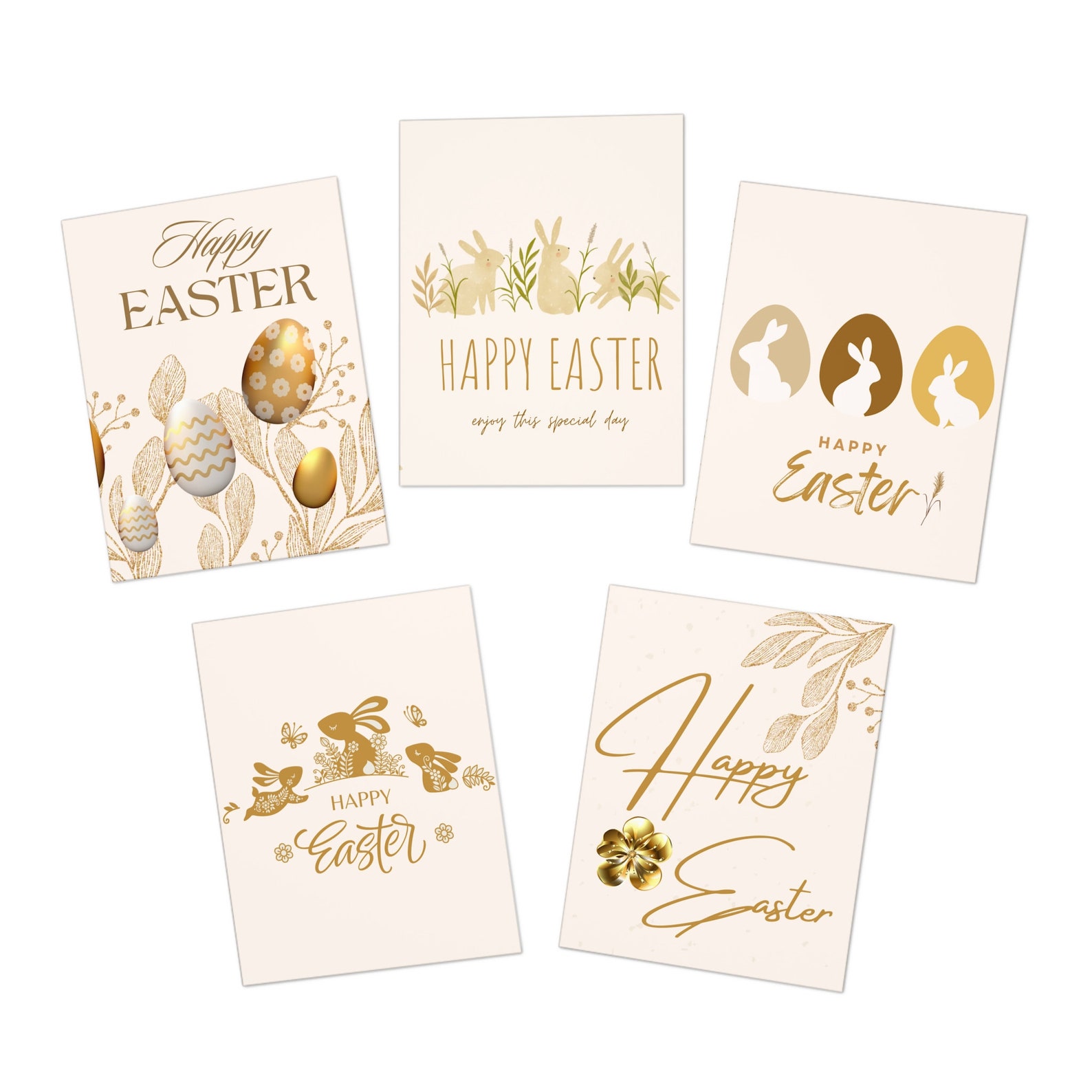 Easter Gold Tones Greeting Cards Multi-design (5-pack) - Etsy