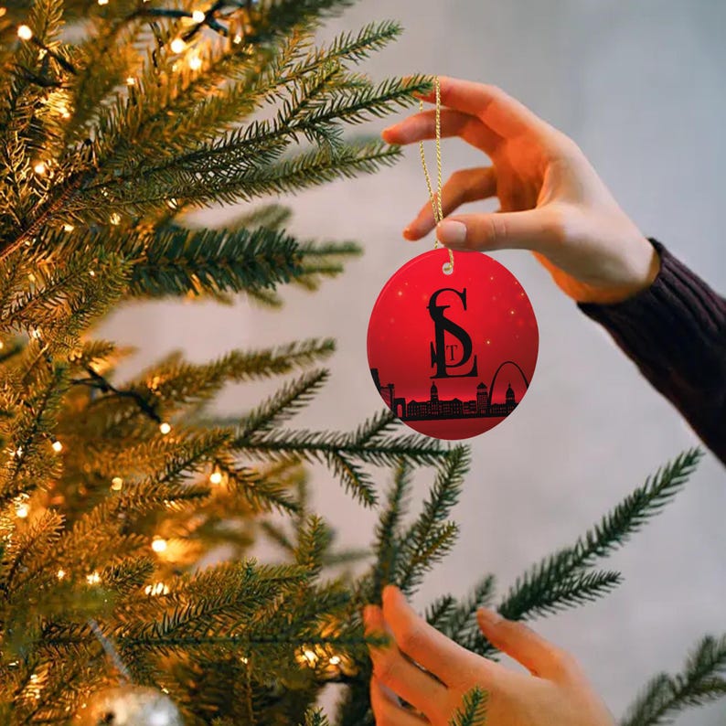 Red STL City Outline Ceramic Ornament - Etsy