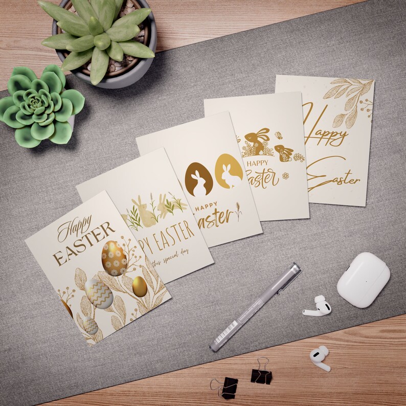 Easter Gold Tones Greeting Cards Multi-design (5-pack) - Etsy
