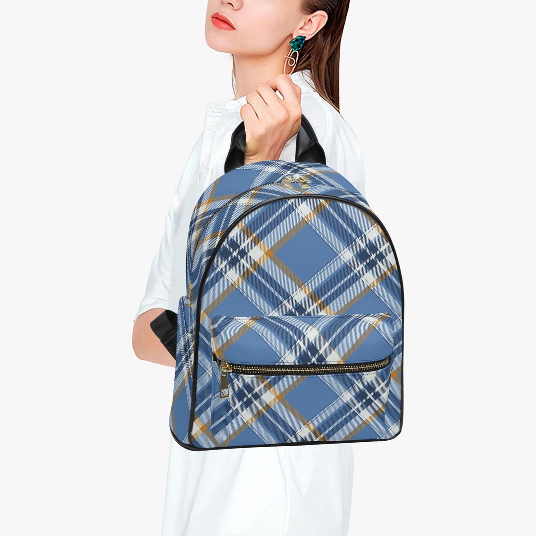 Azure Plaid Mini Backpack - Etsy