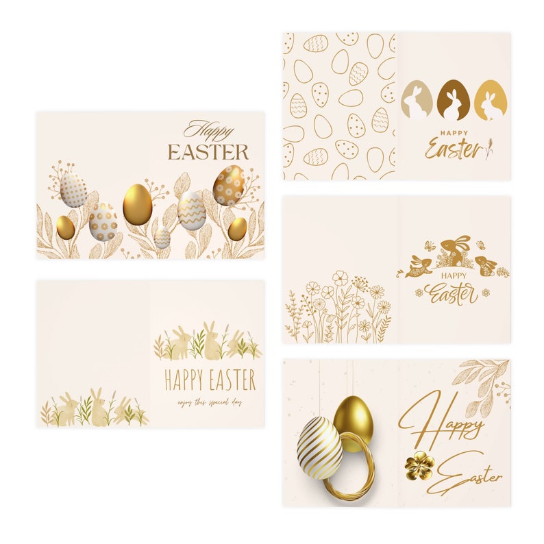 Easter Gold Tones Greeting Cards Multi-design (5-pack) - Etsy