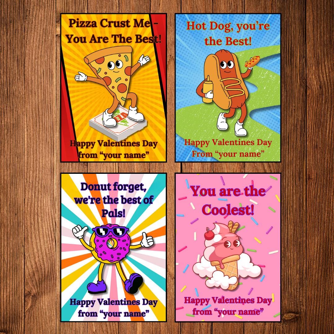 Personalized Kids Valentines Cards Food Lover Valentine Cards Kids ...