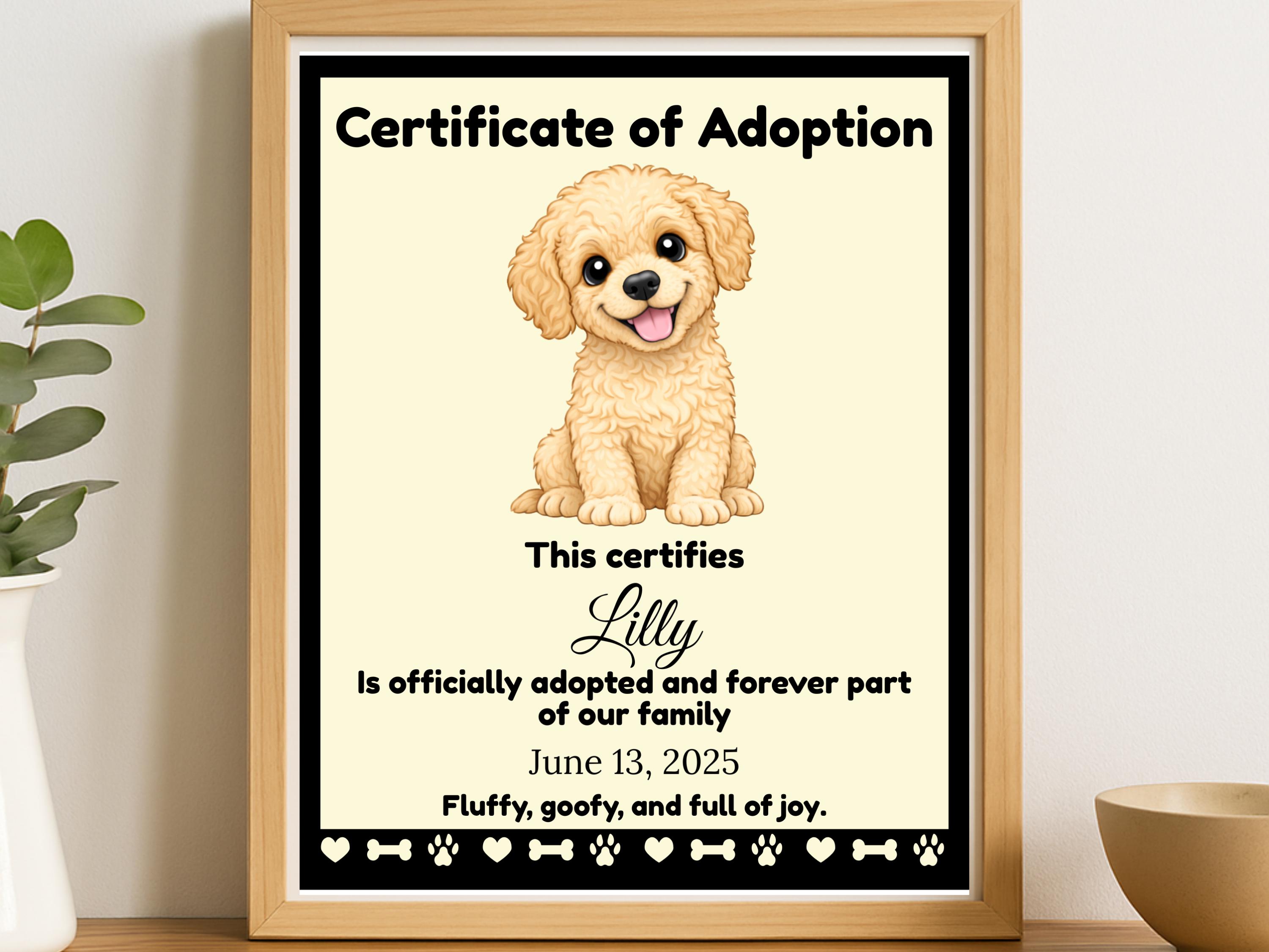 Goldendoodle Adoption Certificate, Dog Gotcha Day Keepsake (printable ...