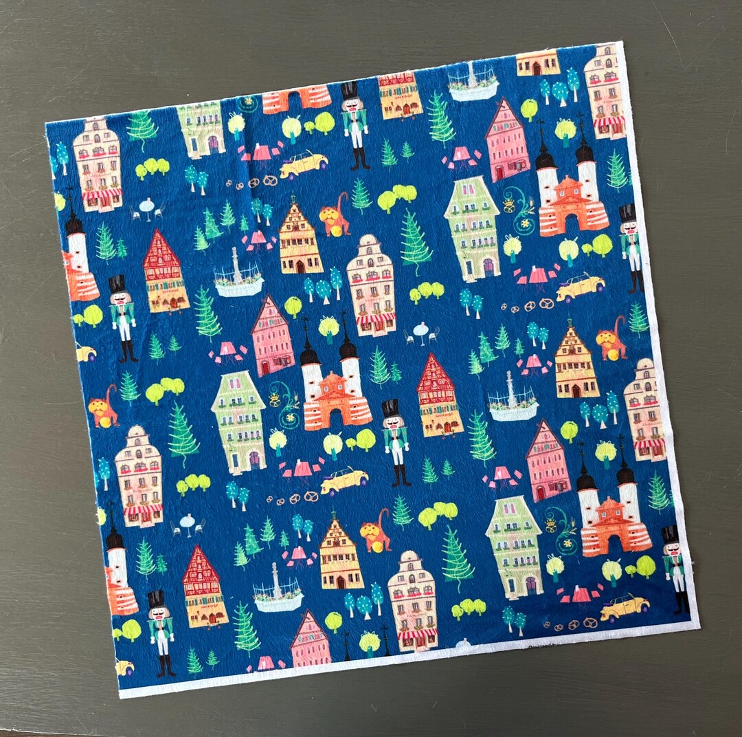 German Themed Minky Fabric Piece. Approx 18 by 18 Inch Square. Soft ...