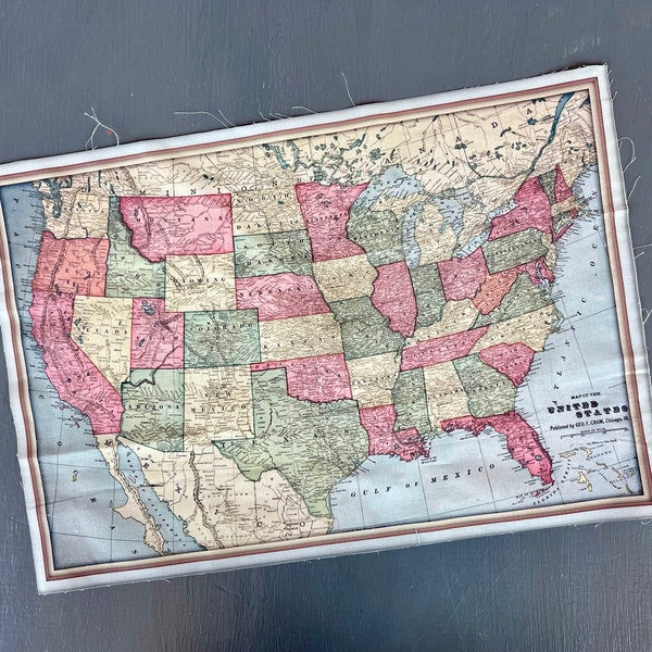 Usa Map Fabric Panel - Etsy