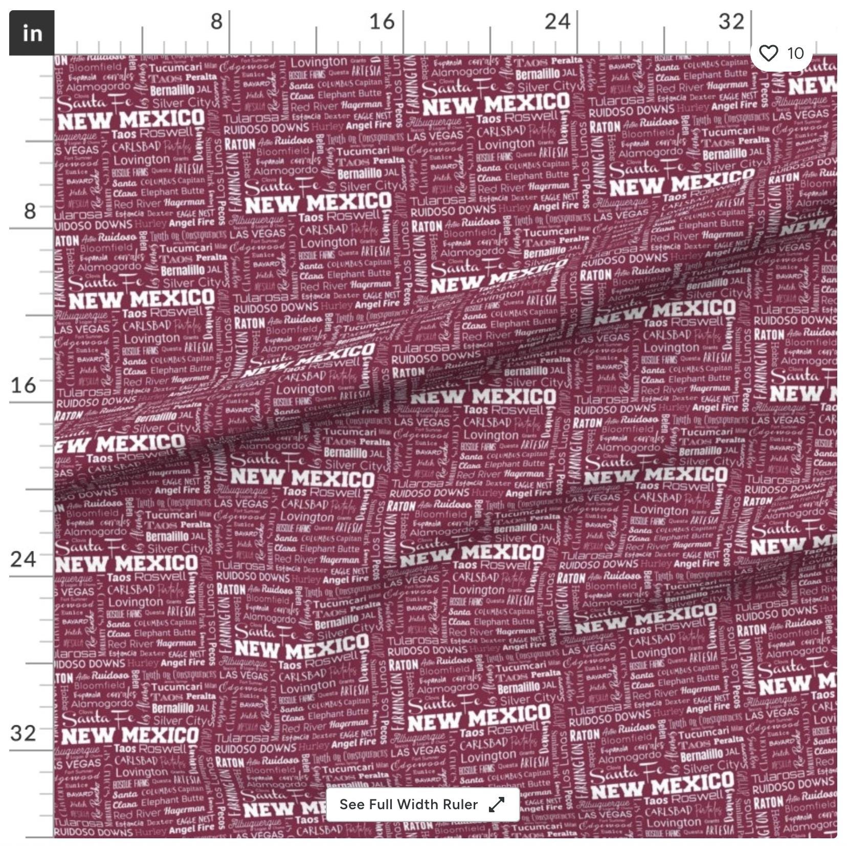 New Mexico Fabric Yardage. NM Cities Cotton Material by the Fat Quarter ...