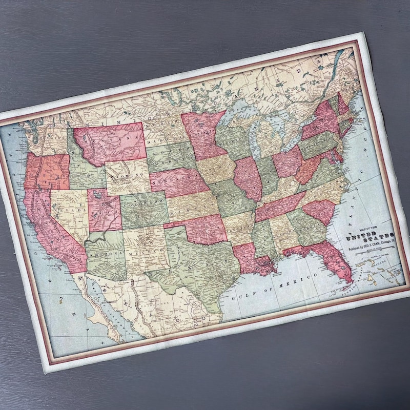 Map Fabric - Etsy