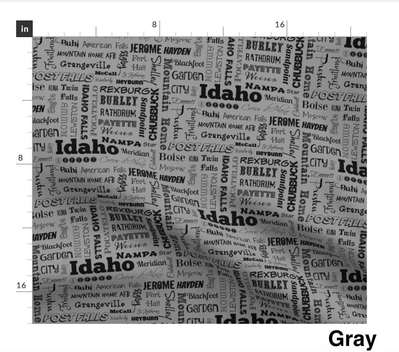 Idaho Fabric Yardage. ID Cities Cotton Material by the Fat Quarter or ...
